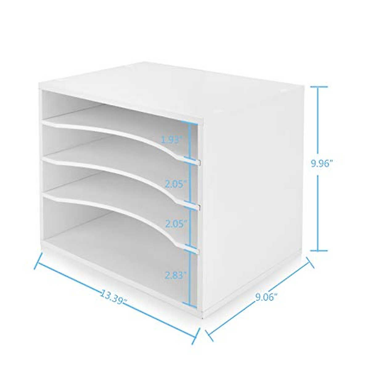 eMerit Wood Desktop Organizer Paper Storage Letter Tray File Sorter with Adjustable Shelves for Home Office,White