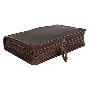 Leather Bible Cover Book Cover Planner Cover with Handle and Back Pocket Size 10.8x6.8x2 inches (Buffalo Leather)