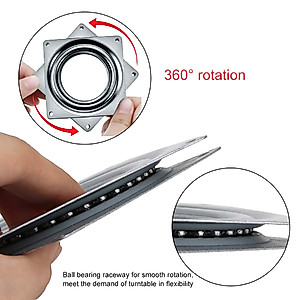 Odowalker Square 6 Inches Lazy Susans Turntable Bearings Lazy Susan Base Swivel Zinc Plate 5/16" Thick 500LB Capacity (1 Piece 6 inches)