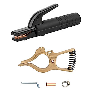 Electrode Holder,300A Heavy Duty Stick Welding Stinger Electrode Clamp-Brass T-Style Welding Ground Clamp