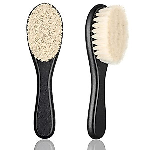 2 Pieces Barber Fade Brush Men Beard Brush Neck Duster Cleaning Brush Soft Beard Brush with Wooden Handle for Barber Hair Cutting Kits (Black)