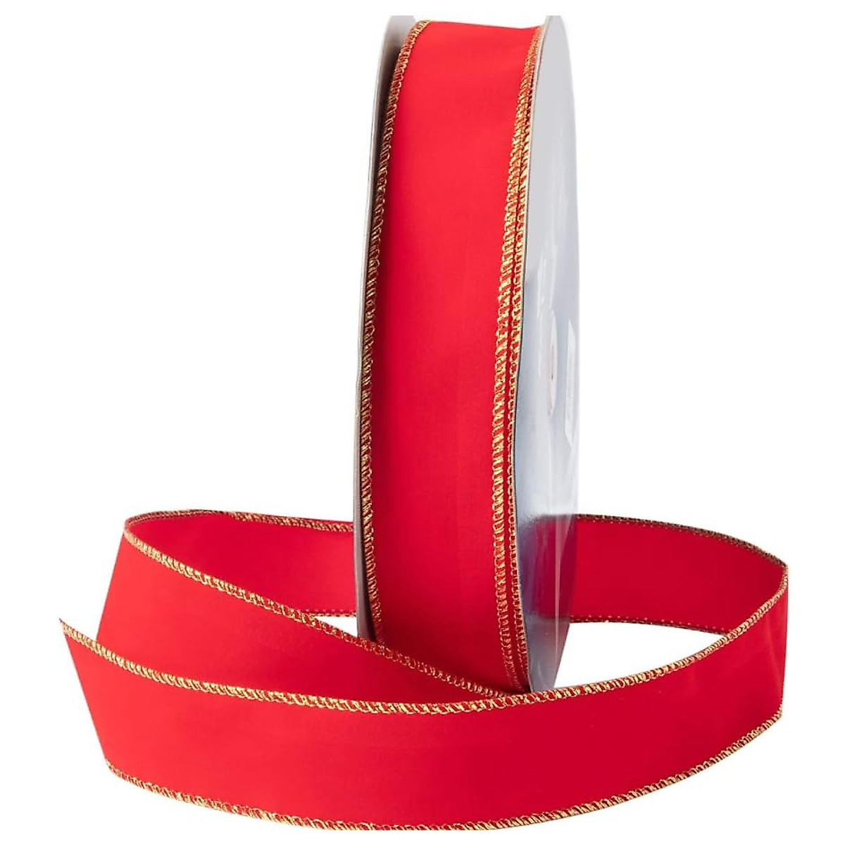 Ribbon Velvet Christmas Ribbon Wired Edge, Red/Gold, 1-1/2-Inch, 50 Yards..Cinta de Navidad...