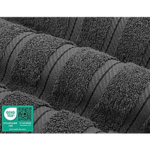 American Soft Linen Luxury 4 Piece Bath Towel Set, 100% Cotton Turkish Bath Towels for Bathroom, 27x54 in Large Bathroom Shower Towels, Dark Gray Bath Towels