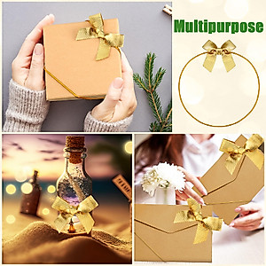 Windyun 60 Pieces Elastic Bows for Gift Boxes Stretch Elastic Loops with Pre Tied Ribbon Bows for Gift Wrapping 15.74 Inches Gift Wrapping Rope for Baby Showers, Weddings(Gold)