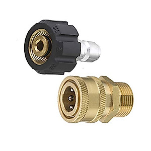 Tool Daily Pressure Washer Adapter Set, Quick Connect Kit, Metric M22 15mm Female to M22 Male Fitting, 5000 PSI