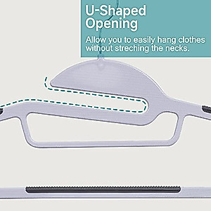 Plastic Hangers 60 Pack, Premium Quality Plastic Suit Hangers, S-Shaped Opening, Non-Slip, Space-Saving, 360º Swivel Hook, 16.5 Inches Long, 0.2" Thickness Super Lightweight Organizer