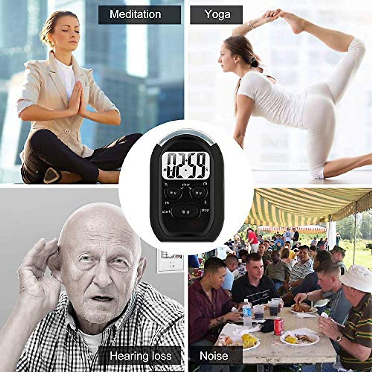 X-WLANG Vibrating Timer,Quiet Timer and 3 in 1 Kitchen Timer with Vibration, Flasher and Beeper for Cooking, Baking, Sports, Games, Yoga, Study, Meditation, Office etc, Awesome and Comfortable Skin.