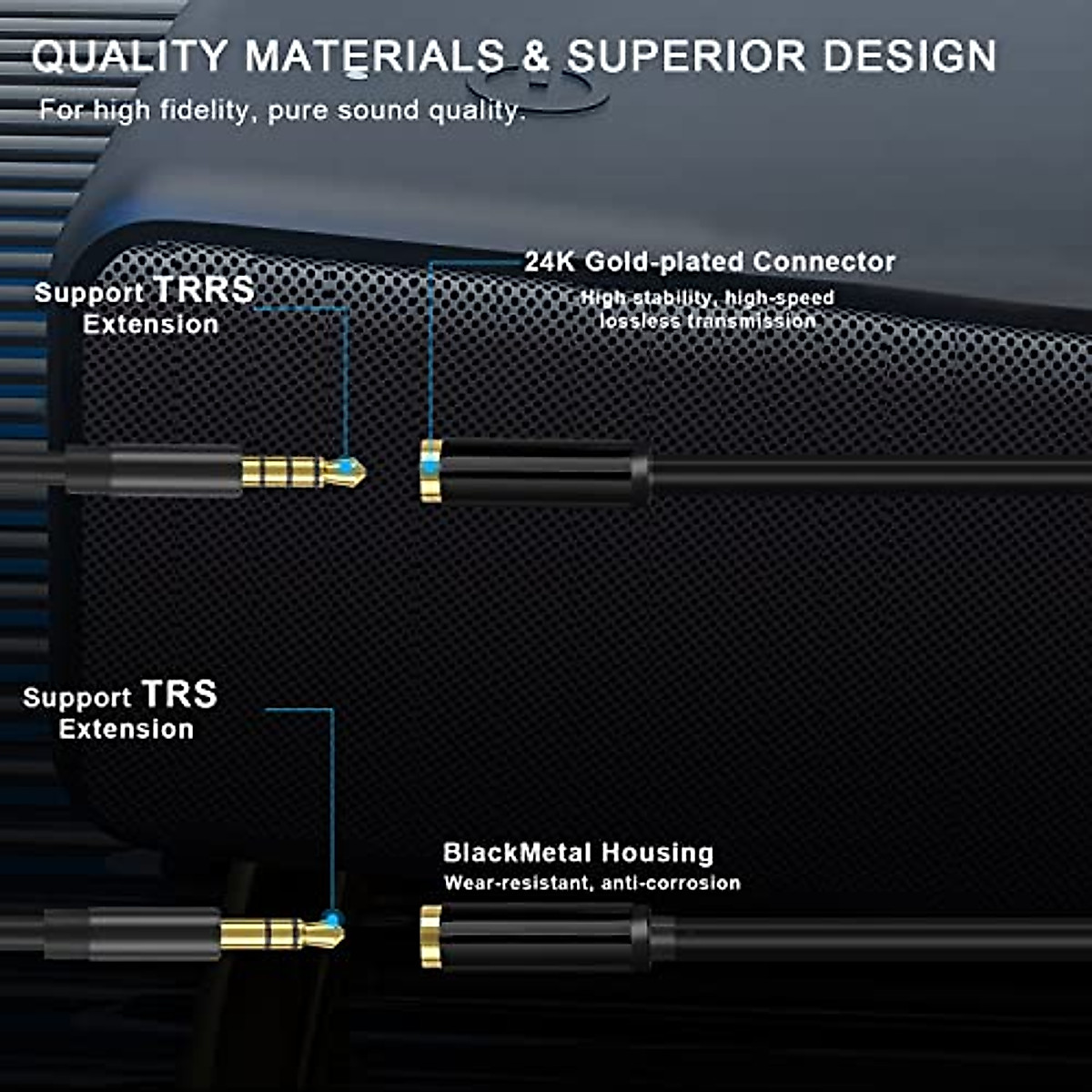 ANDTOBO Aux Connector,3.5mm TRRS Female to Female Stereo Coupler Plug Adapter- 3.3 Ft/40 inch