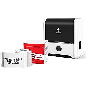 M200 Label Maker Machine - Portable Bluetooth Thermal Label Maker Printer Compatible with Android & iOS, with One Roll 40x60mm Clear Thermal Labels