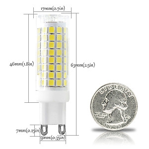 XRZT G9 Led Bulbs T4 Bi-Pin Base, 6000K Daylight White Light Dimmable Chandelier Light Bulb for Home Lighting Indoor Decoration, 7W (40W 60W 75W Halogen Replacement) Pack of 4