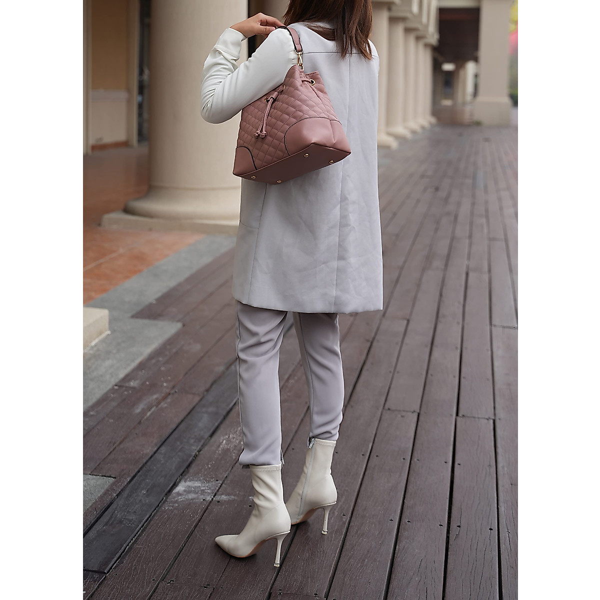 MKF Collection Crossbody Bucket Shoulder Bag for Women Handbag & Wristlet Wallet Purse Set