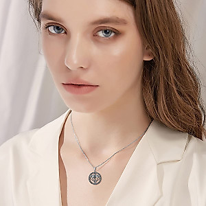 PROESS Moth Necklace for Women Sterling Silver Luna Moth Pendant Necklace with Evil Eye Wiccan Goth Moth Jewelry Gifts