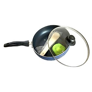 Frying Pan Non Stick Fry Pan With Glass Lid Skillet Omelet Pan Nonstick Cookware Aluminium Deep Fry Pan Induction Compatible 9.5 Inch Pan Non-Stick Covered Fry Pan Stir Fry Pans(Hand wash only)