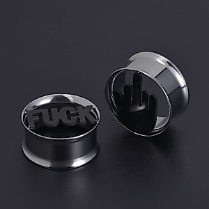 COOEAR Stainless Steel Ear Tunnels, Double Flared Gauges Earrings, Piercing Plugs Expander.