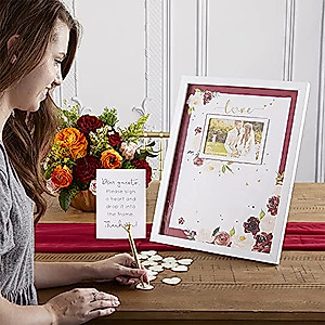 Kate Aspen Wedding Guest Book Alternative, Bridal Shower Guestbook Burgundy Blush Floral, One Size, Red
