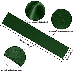 Aneco 12 Pack Satin Table Runner 12 x 108 Inch Forest Green Long Wedding Satin Silk Table Runner for Wedding Banquet Graduations Birthday Party Decoration