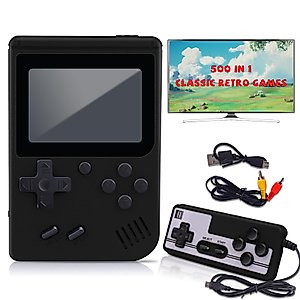 Retro Handheld Game Console, 3 inch LCD Screen Portable Video Game Console with 500 Classic Games, Support TV Connection & 2 Players Battle