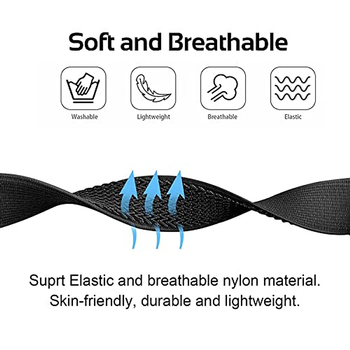 Olytop Elastic Bands for Galaxy Watch 4/5 Band 44mm 40mm/Galaxy Watch 4 Classic Bands 46mm 42mm Women Men, 20mm Stretch Wristband Strap for Samsung Galaxy Active 2 40mm 44mm/Watch3 41mm (Wave Black)