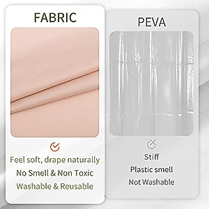 ALYVIA SPRING Pink Shower Curtain Liner Fabric with 3 Magnets - Waterproof Soft Hotel Quality Cloth Shower Curtain for Bathroom, Light-Weight & Machine Washable - Standard Size 72x72, Blush Pink