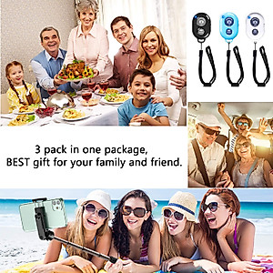 Wireless Remote Shutter for Cellphones and Tablets (3 Pack), AOQIYUE Bluetooth Remote for iPhone/Android Camera Control, Selfie Clicker for Photos and Videos - Wrist Strap Included