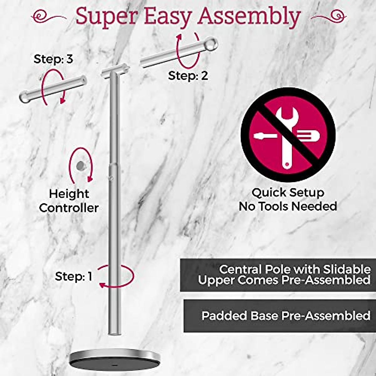 Counter Towel Holder for Bathroom - Extends 11.5” to 19.5” Stainless Steel 304 Fingertip Towel Holder, Anti-Rust Kitchen Countertop Towel Stand, Adjustable Hand Towel Holder Stand for Bathroom