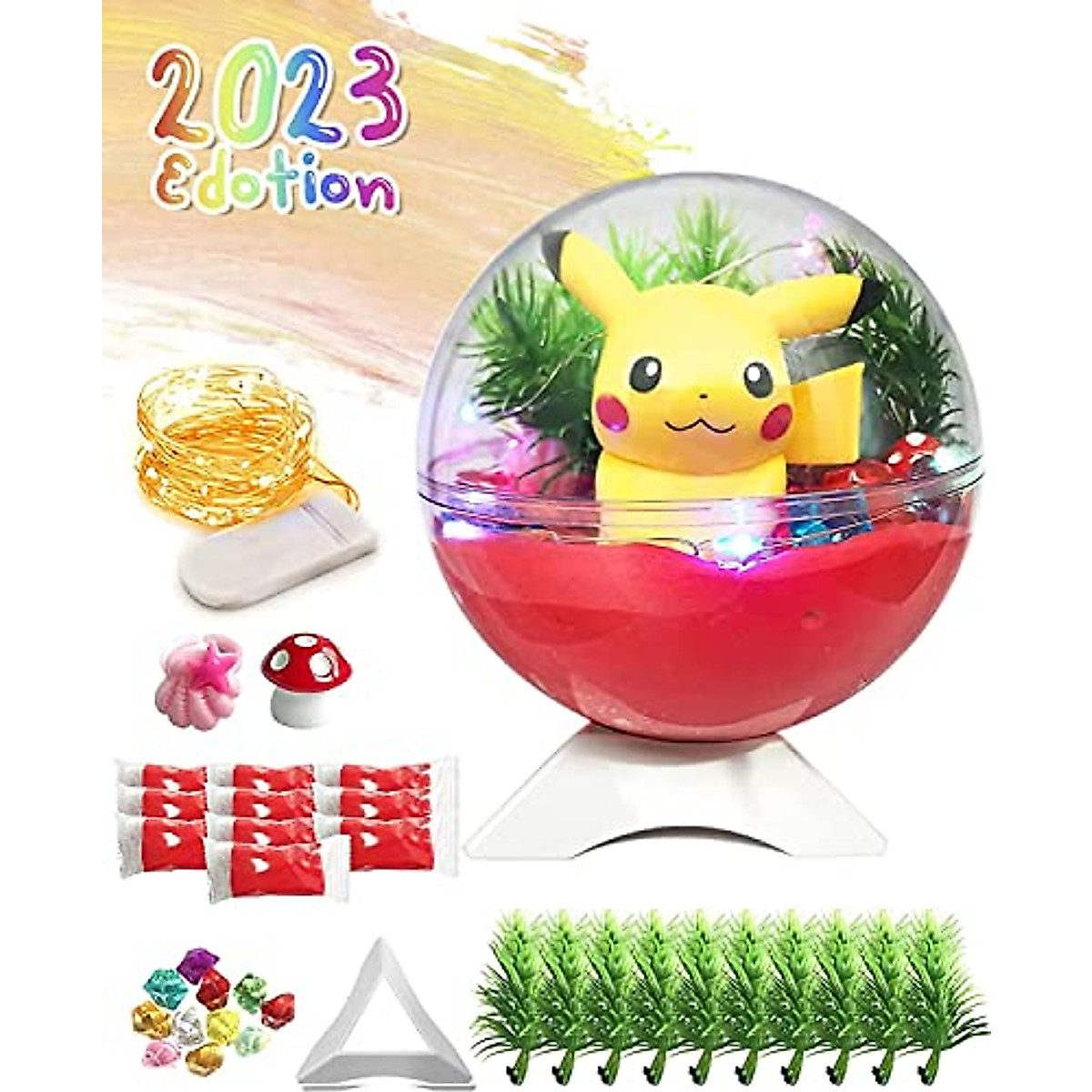 Make Your Own Night Light Kit for Kids - Light-Up Easter Egg Terrarium Craft Kit for Pokemon - Arts & Crafts Activities Kit - Bedroom Decoration Easter Gifts for 4 5 6 7 8-12 Year Old Kids- Yellow