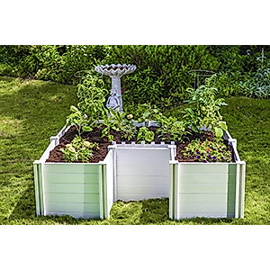 Vita Classic 6 Foot x 6 Foot x 22 inch White Vinyl Keyhole Garden with Composting Basket, BPA, Pthalate Free, VT17107