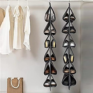 Household Essentials Hanging Shoe Storage Organizer for Closets,Over the Door Hanging Shoe Organizers,12 Large Pockets Over the Door Shoe Rack(black)