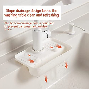 Kitchen Sink Sponge Holder Sink Caddy Hanging Kitchen Sink Organizer Anti-Splash Quick Drain Sponge Soap Holder Storage Rack (White, 27cm*14cm)