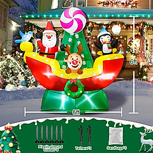 Mukum 6FT Long Easter Inflatable Outdoor Decorations Easter Inflatable Bunny Eggs Carrot Inflatable Gift Box LED Light Up Easter Decorations with Build-in LED Blow Up for Indoor Outdoor