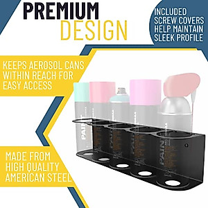 Koova 5 Aerosol Spray Can Holder | Easy Install Wall Mount | Heavy-Duty Powder Coated Steel Storage Rack for Garage & Home | Craft Workspace Paint Bottle Organizer | Hardware Included | USA Made