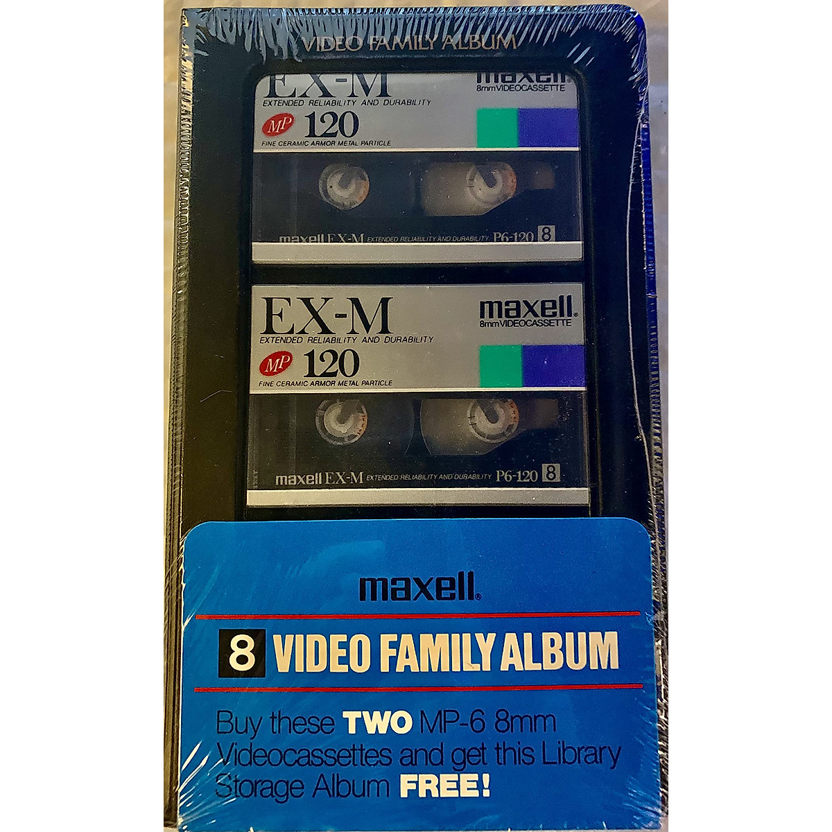 Bonus Pack of Two Maxell P6-120 EX-M 8mm Tapes, and Library Storage Case