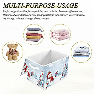 Snowman Bird Large Storage Bins with Lid Collapsible Storage Bin Storage Cubes Rectangle Storage Bin for Living Room Bedroom