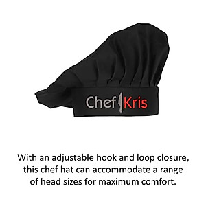 Embroidered Chef Hat with Custom Name a Great Gift Adult Premium Quality (Black)