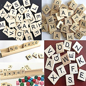 300PCS Wooden Scrabble Tiles, Scrabble Letters for Crafts, Making Alphabet Coasters and Scrabble Crossword Game.