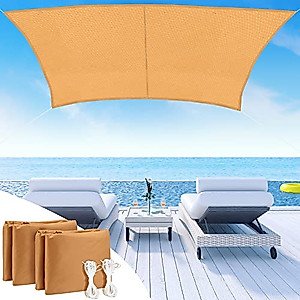 2 Pack 12 x 16 ft Waterproof Rectangle Sun Shade Sails Patio Awning 95% UV Blockage for Outdoor Patio Garden Backyard Lawn Pergola and Carport (Beige)