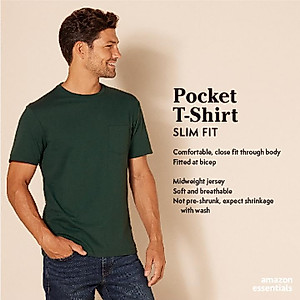 Amazon Essentials Men's Slim-Fit Short-Sleeve Crewneck T-Shirt, Pack of 2, Washed Black, Large