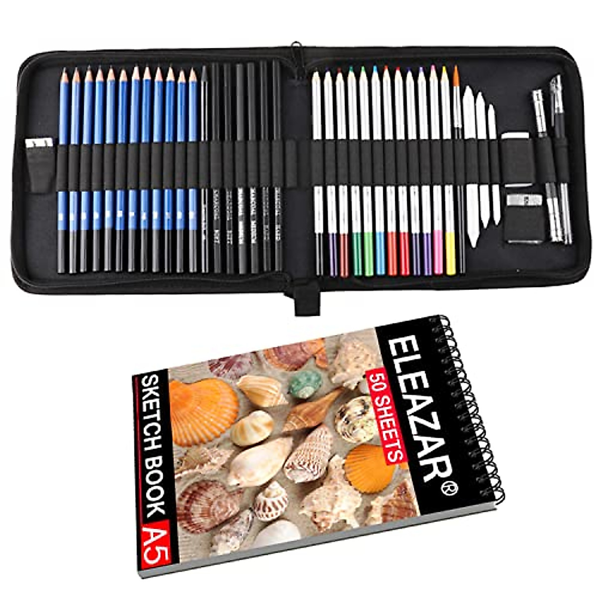 ELEAZAR 42 Sketch Sets, Professional Art Supplies, Colored Pencils, Graphite Pencils, Charcoal Pencils, Watercolor Pencils and Sketching Pencils for Artists, Adults, Teens and Beginners…