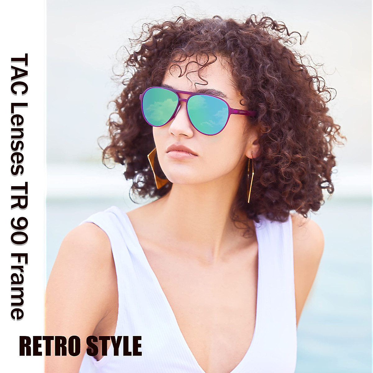 Lasiyanor Lightweight TAC Polarized Tinted Classic Vintage Retro 70s Sunglasses, TR-90 Frame for Women Men, UV 400 Protection