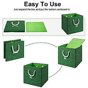 HSDT Green Foldable Polyester Fabric Storage Bins Cube Organizers,13x13x13inch,for Organizing The Clutter In The Home or Office,Set of 3,Q-ST-46-3