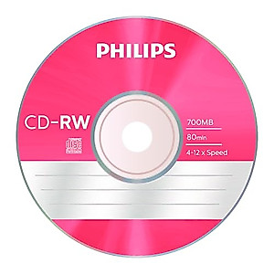Philips CD-RW 80MIN Blank Disc x 5 Jewel Case 700MB 4-12 X Speed