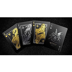 Mythical Creatures Playing Cards - Black, Silver & Gold Edition | Waterproof PVC | Greek, Norse, Egyptian, East Asian Designs | Custom Hand-Drawn Art