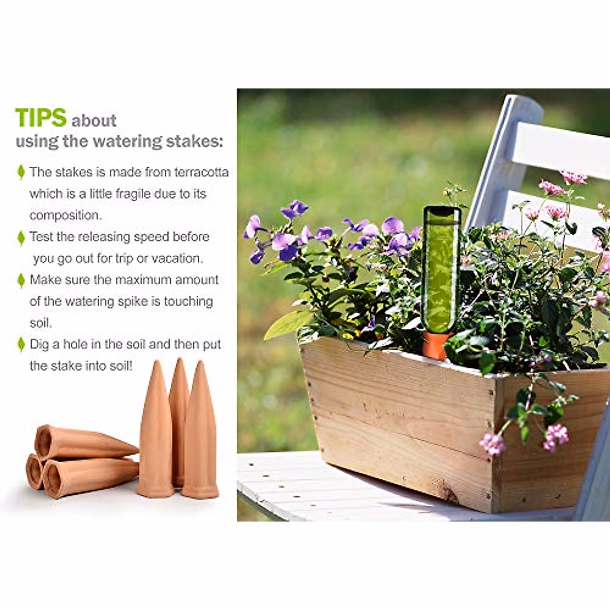 B SEPOR Ceramic Plant Waterer Set of 6 Pack Terracotta Self Watering Spikes,Wine Bottle Plant Watering Devices for Vacation (6Pack)