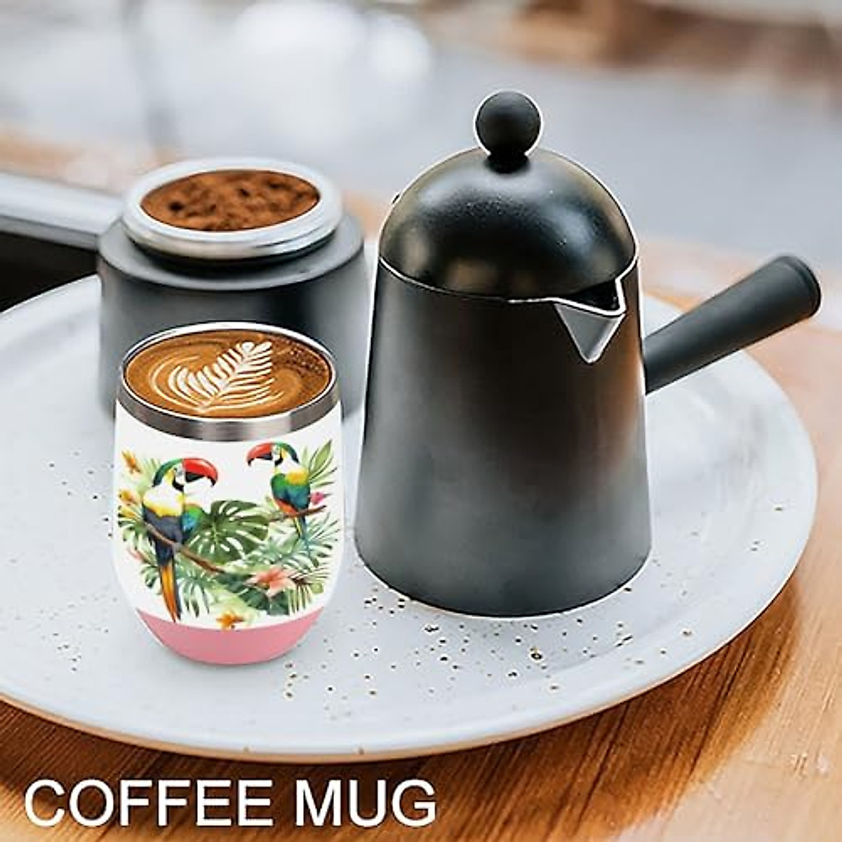 WYUSPGK 304 Stainless Steel Insulated Cup, Toucans Parrot Palm Tree Leaves Print Smooth Rim, Durable & Reusable - Perfect for Office, Home, And Travel