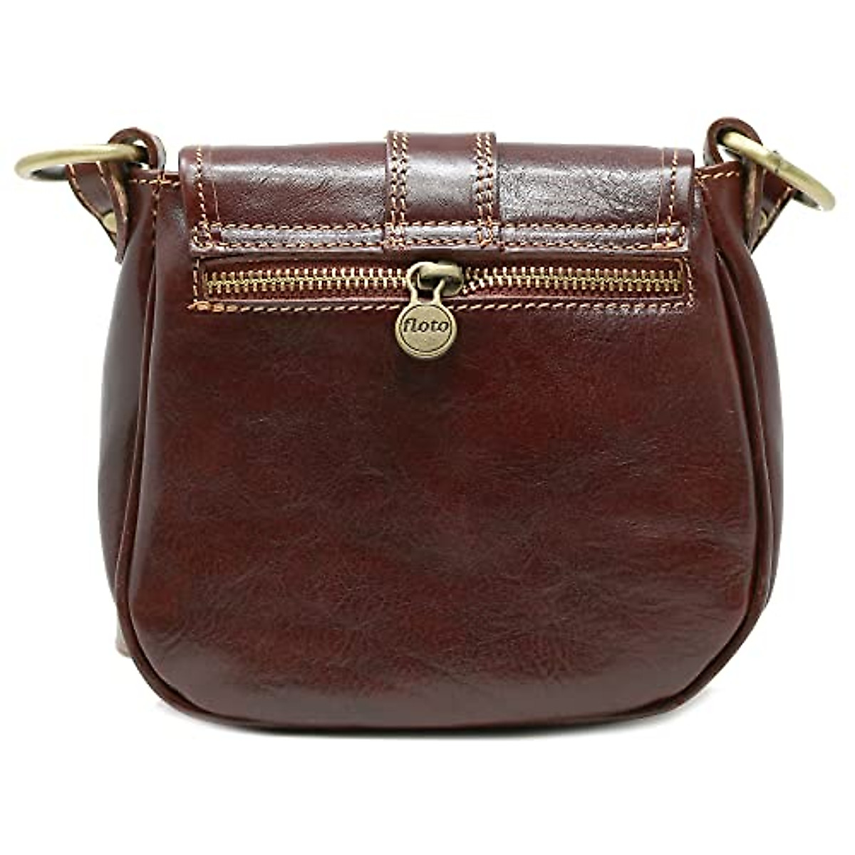 Floto Venezia Women's Saddle Bag Crossbody Shoulder Bag Handbag (Vecchio Brown)