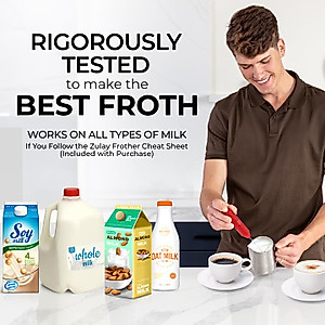 Zulay FrothMate Powerful Milk Frother for Coffee - Portable & Compact Handheld Foam Maker for Lattes, Cappuccinos, Matcha, Hot Chocolate - Milk Foamer Frother - No Stand Electric Whisk (Cherry Red)