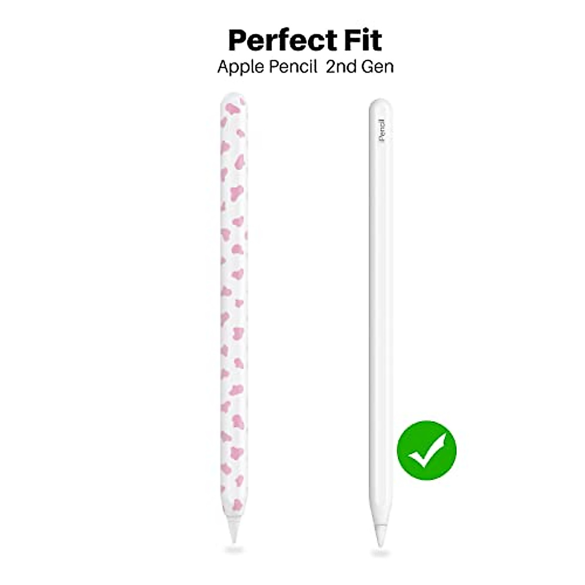 NIUTRENDZ Cow Print Case for Apple Pencil 2nd Generation Case Cover Silicone Protective Sleeve Skin Accessories with 10pcs Apple Pencil Tips Cover (Pink)