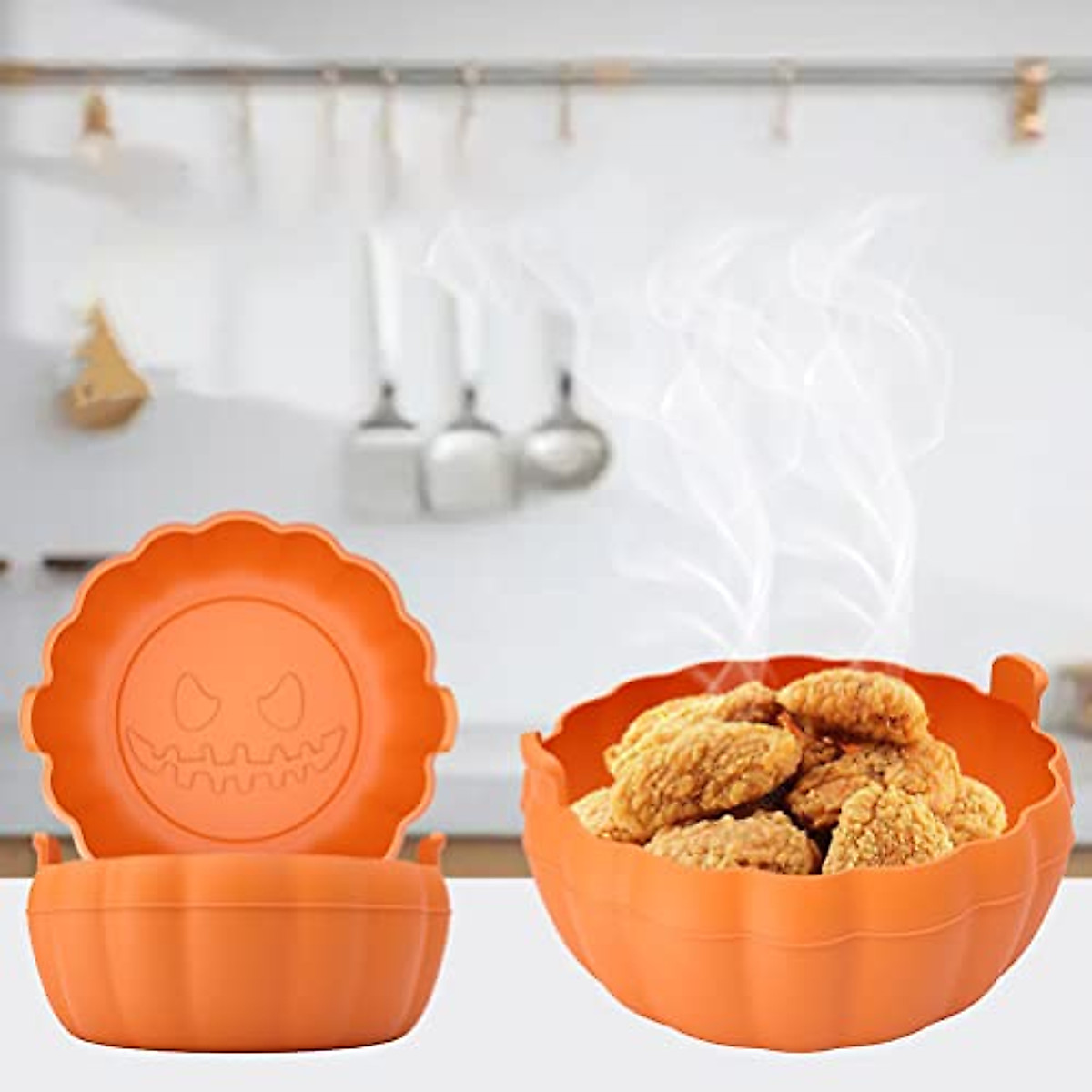 Hemoton Air Fryer Pad Home Supplies Household Items Air Fryer Liner Reusable Air Fryer Mat Microwave Steamer Round Baking Pan Microwave Liner Silicone Trivet Rack Lifter Air Fryer Supply