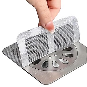 30Pack Disposable Shower Drain Hair Catcher 4" X 4" Drain Hair Catcher Mesh Stickers Shower Drain Mesh Stickers for Bathroom Accessories, Kitchen, Sink, Bathtub