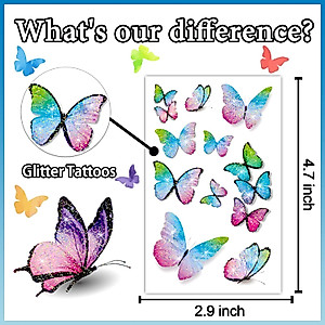 Leesgel 260 Style (20Sheet) Butterfly Temporary Tattoos for Kids, Glitter Butterfly Tattoos for Girls Birthday Party, Butterfly Party Decorations Supplies